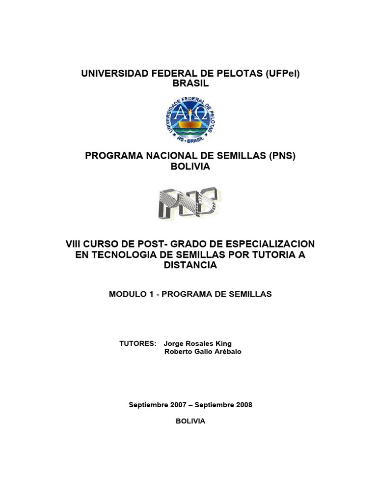 Curso Postgrado en Tecnología de Semillas | PDF | Agricultura | Bolivia