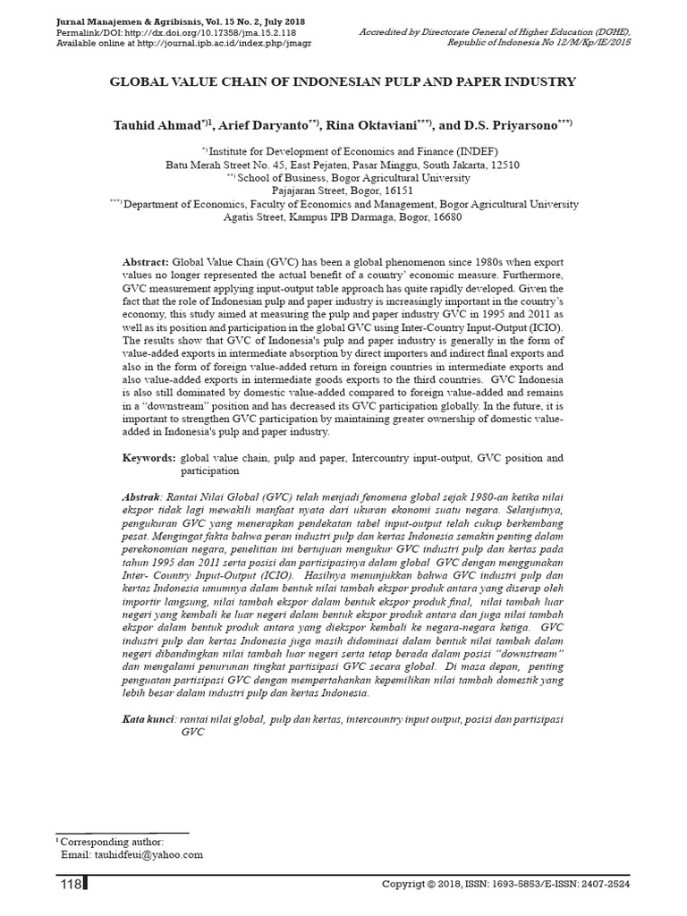 Global Value Chain of Indonesian Pulp An Cdc604aa | PDF | Input–Output Model | Business Process