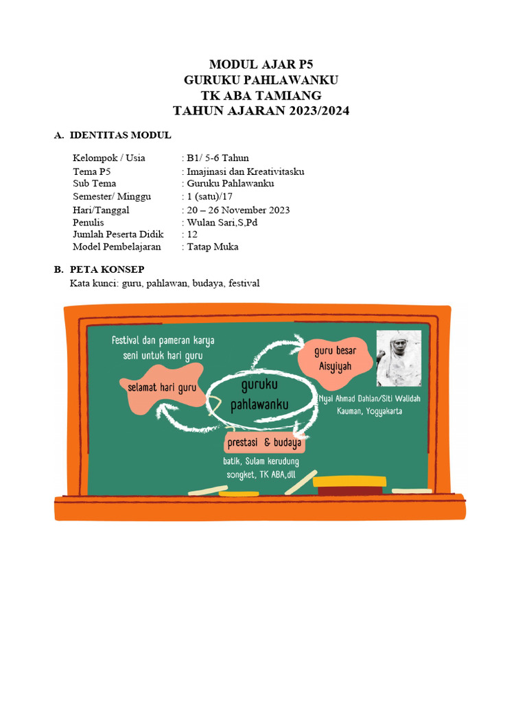 Modul Ajar PAUD - Modul Ajar PAUD Topik Guruku Pahlawanku - Fase ...