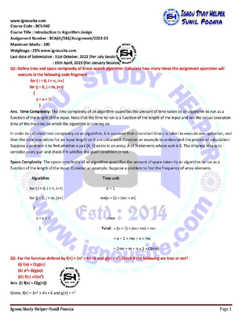BCS-042 (2022-23) Solved Assignment | PDF