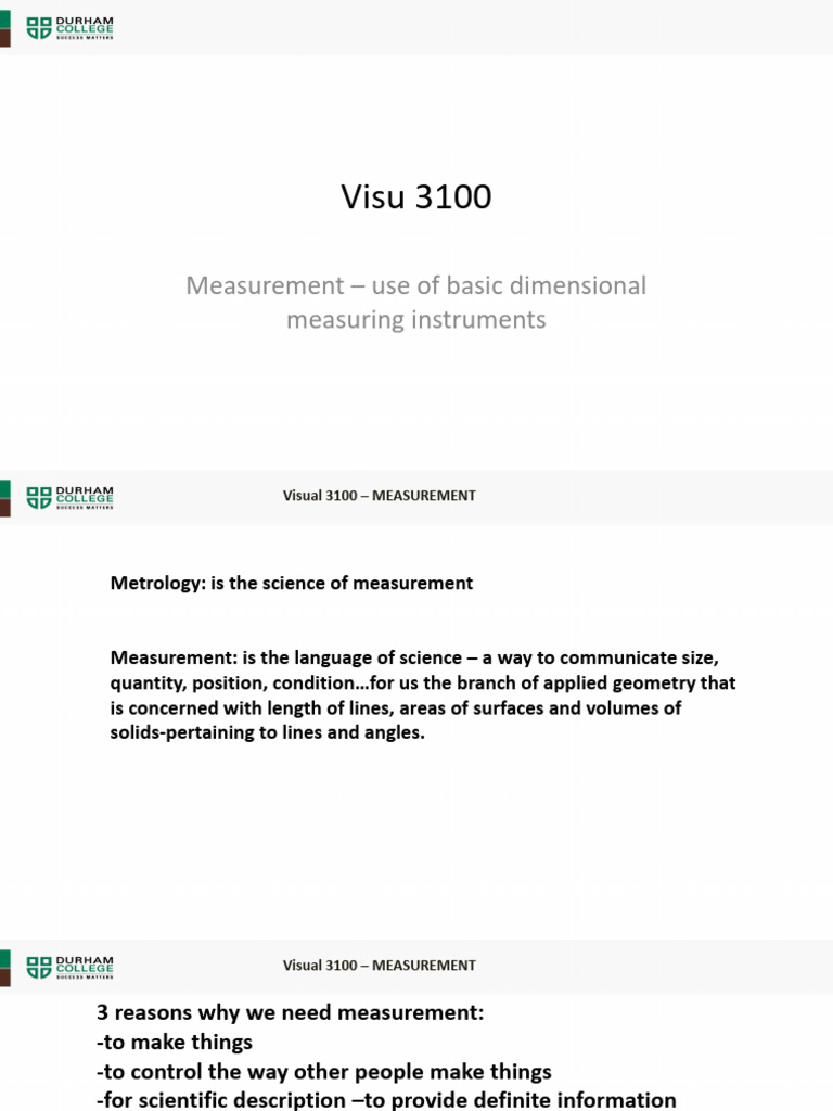 Measurement - Using Basic Precision Dimensional Instruments | PDF ...