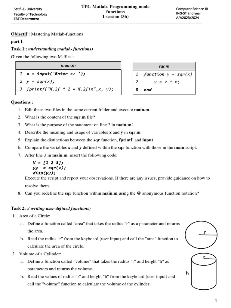 Tp4-Matlab Function | PDF | Area | Function (Mathematics)