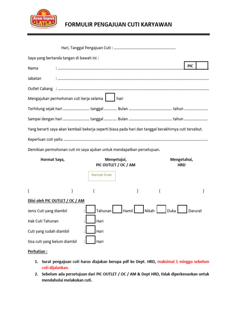 Rev1. FORMULIR PENGAJUAN CUTI | PDF