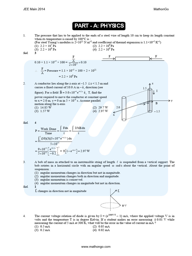 Mathongo Jee Main 2014 | PDF | Applied And Interdisciplinary Physics ...