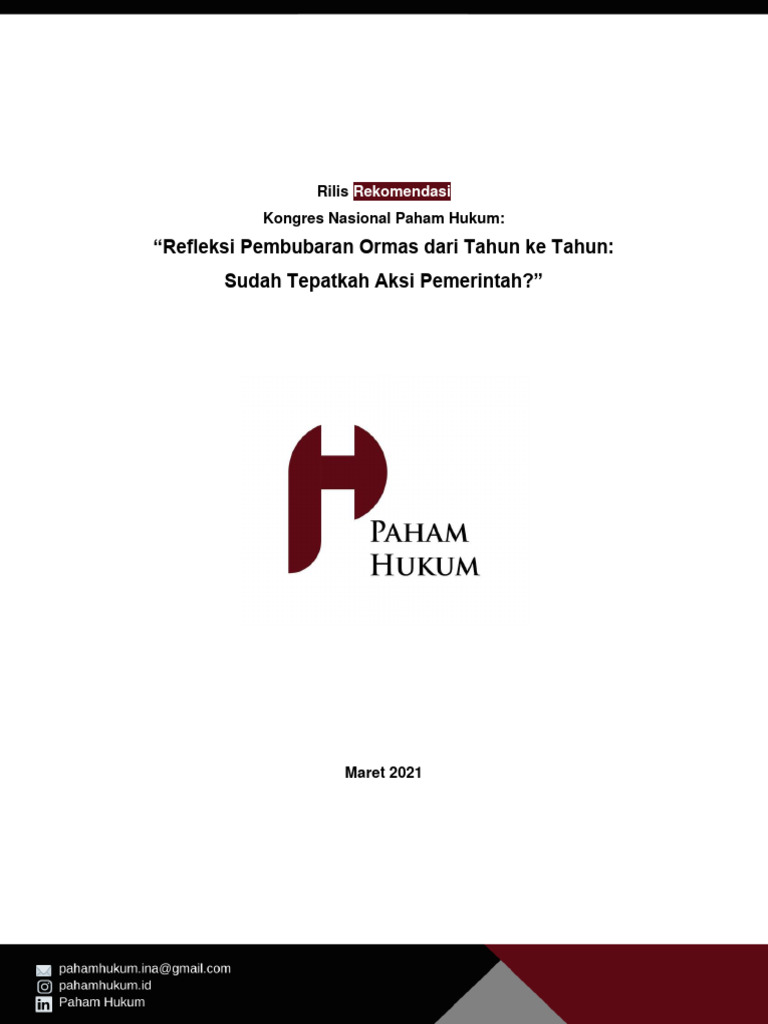 Rilis Rekomendasi Kongres Paham Hukum | PDF | Politik | Ilmu Sosial