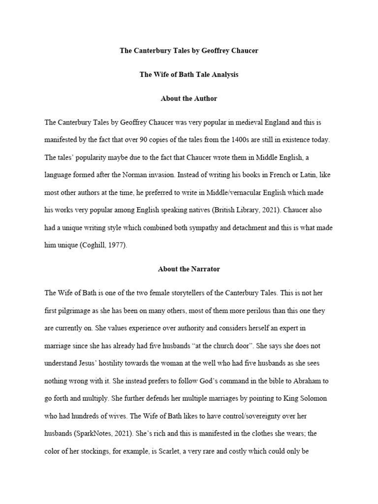 The Wife of Bath Tale Analysis | PDF | The Canterbury Tales