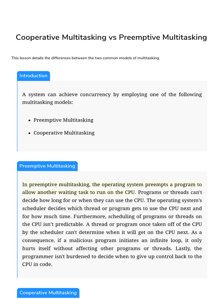 4 Cooperative Multitasking Vs Preemptive Multitasking Pdf