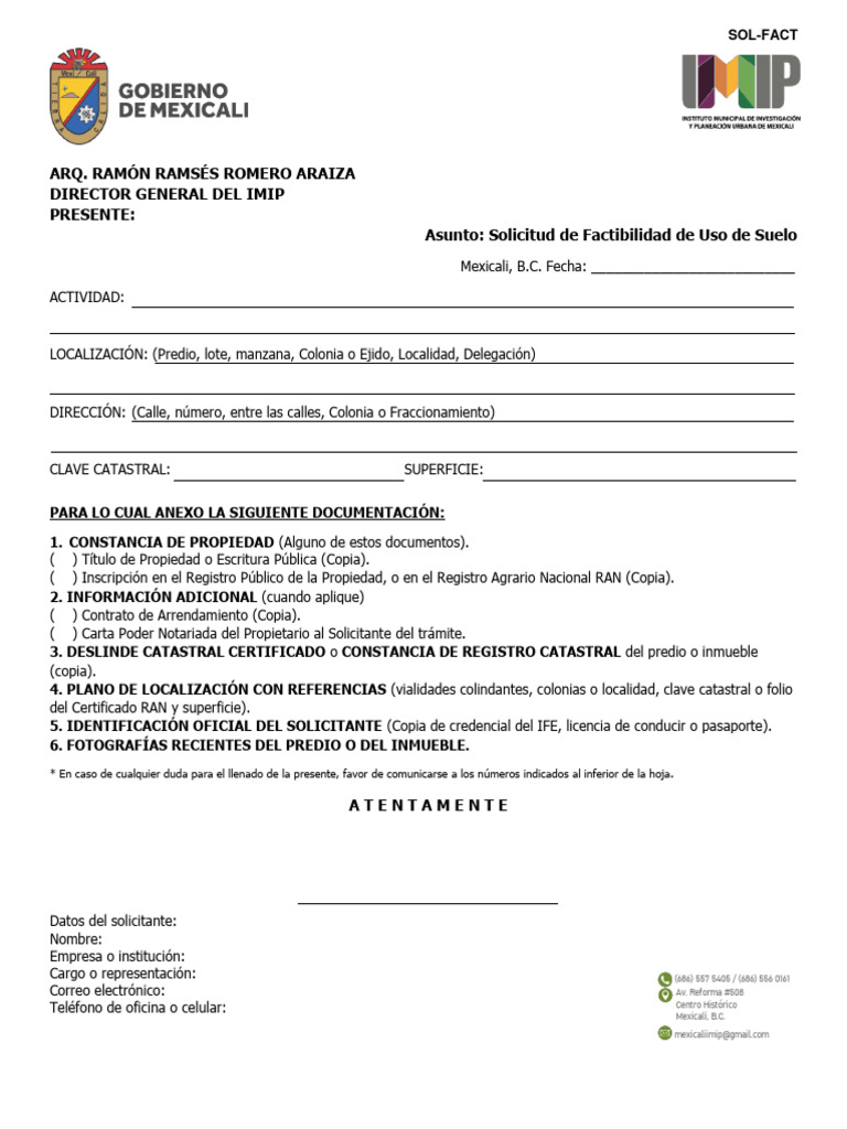 Dictamen de Uso de Suelo en Mexicali | PDF