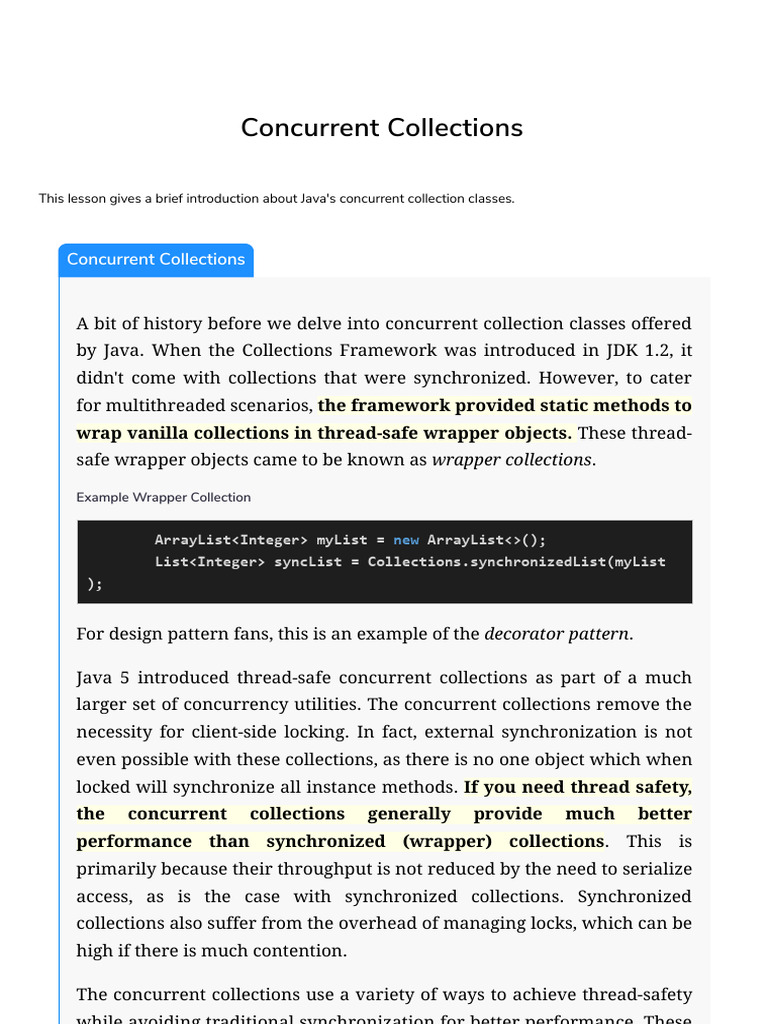 65 Concurrent Collections | PDF | Parallel Computing | Concurrent Computing 65 Concurrent Collections | PDF | Parallel Computing | Concurrent Computing