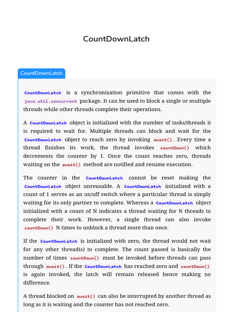 63 CountDownLatch | Download Free PDF | Thread (Computing) | System Software