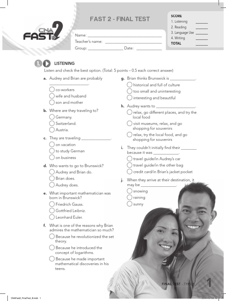 Fast 2 - Final WrittenTest - Tipo B | PDF | Food And Drink | Foods