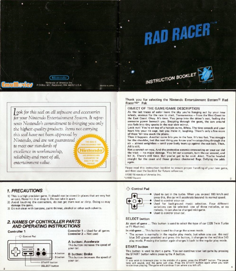 Rad Racer Game Manual | PDF
