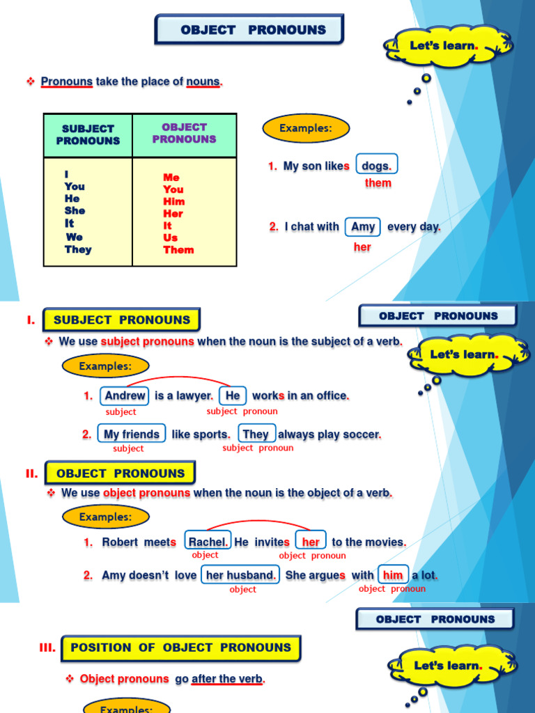 Unit 6a Object Pronouns | PDF | Verb | Pronoun