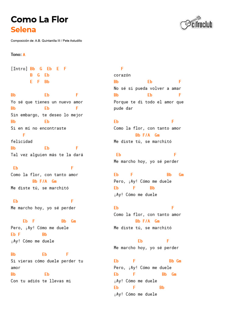 Letra y acordes de "Como la flor" | PDF