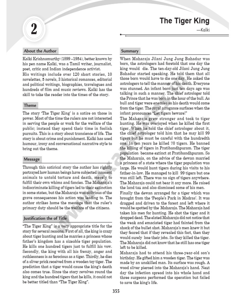 The Tiger King Chapter 2 2023 | Download Free PDF | Tiger | Kalki ...