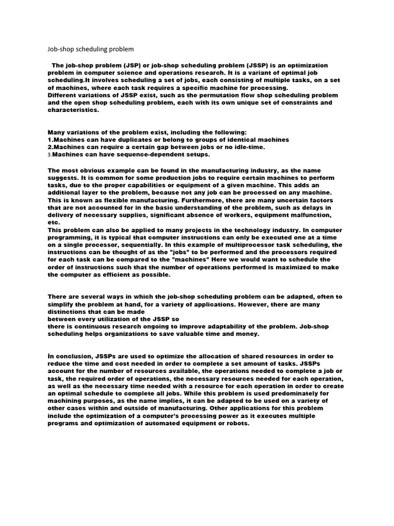 Job Shop Scheduling Problem Kopyası Pdf