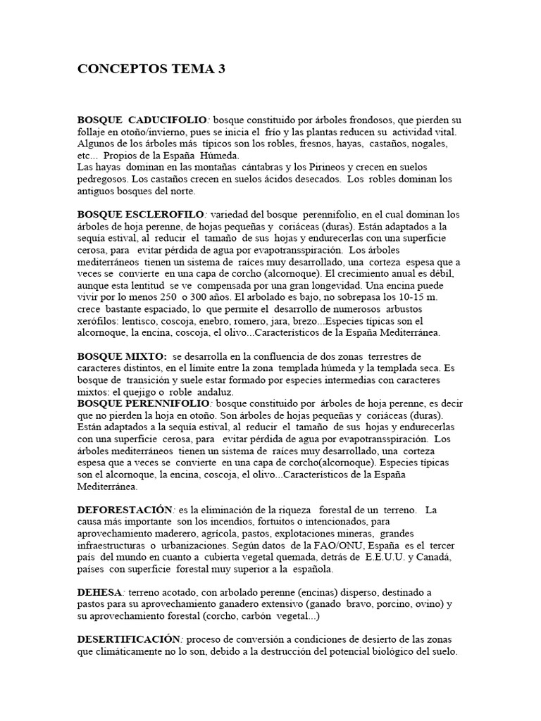 Conceptos Tema 3 | PDF | Arboles | Los bosques