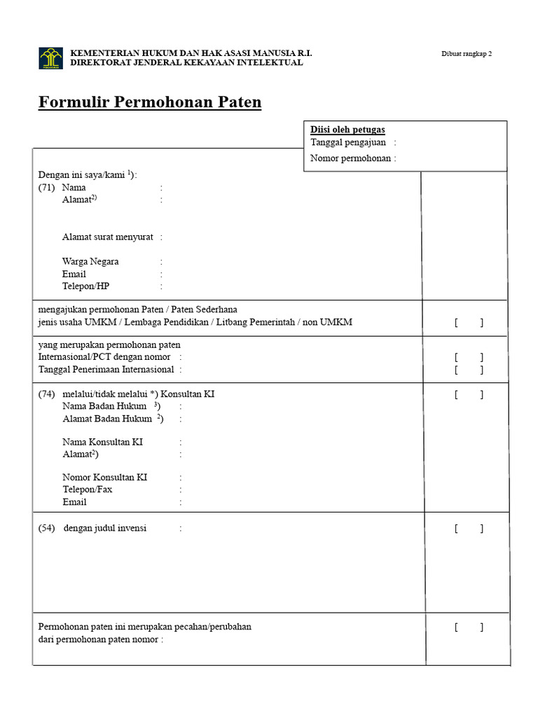 Template Permohonan Paten | PDF