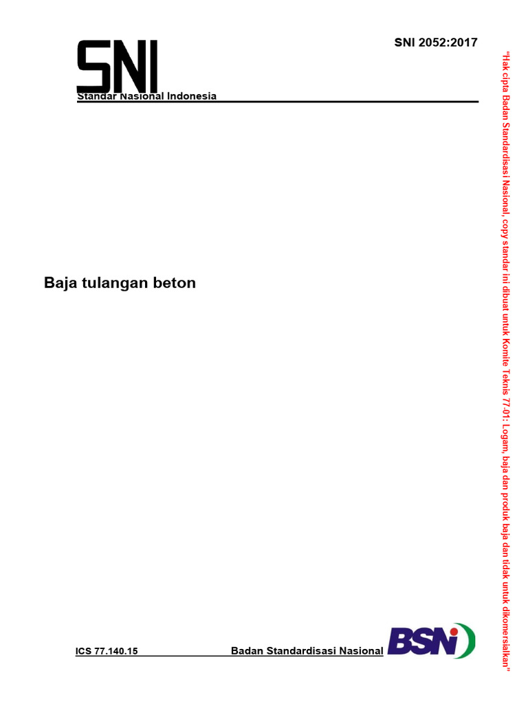 SNI - 2052-2002-2017 Besi Beton | PDF