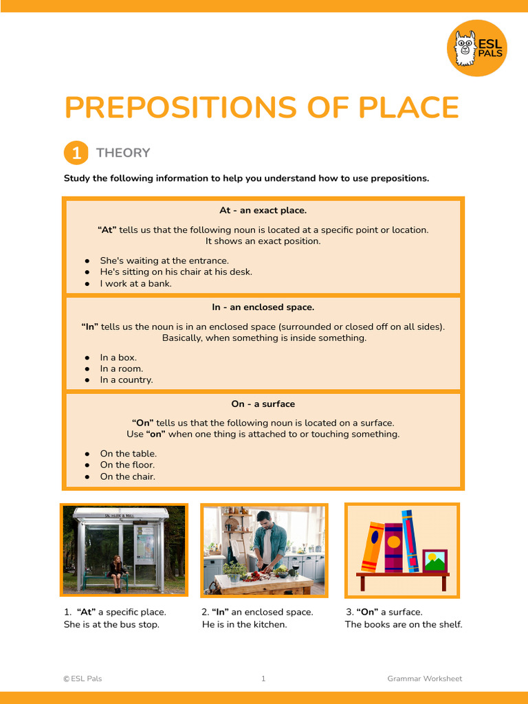 Understanding Prepositions of Place | PDF