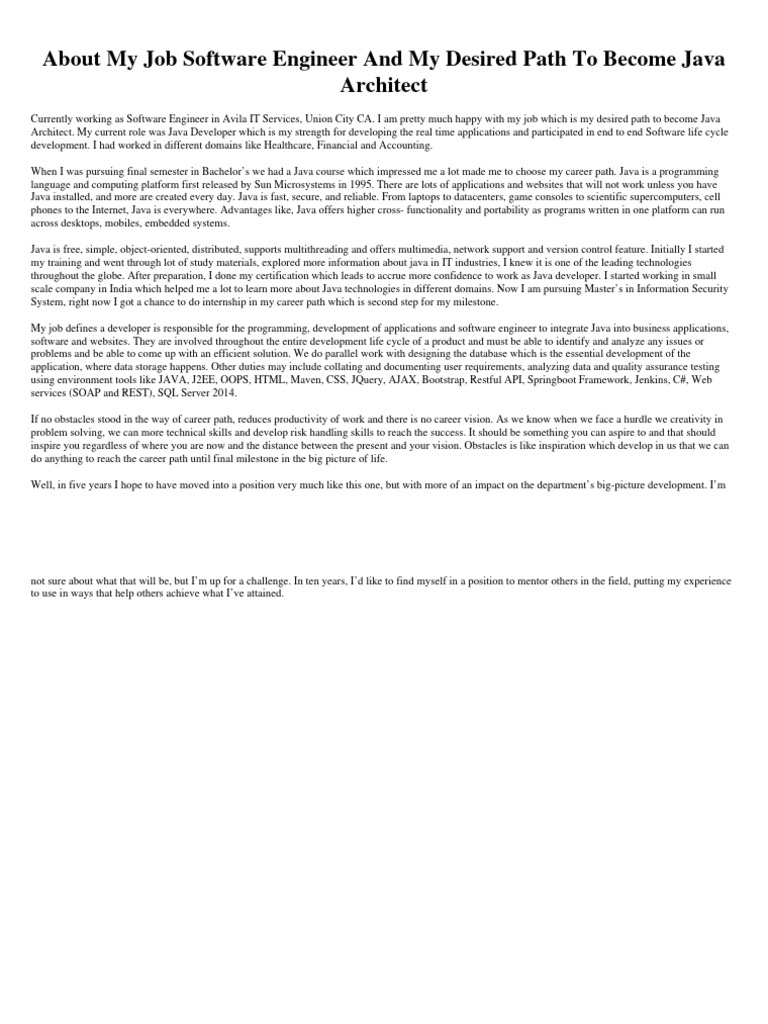 About My Job Software Engineer and My Desired Path To Become Java ...