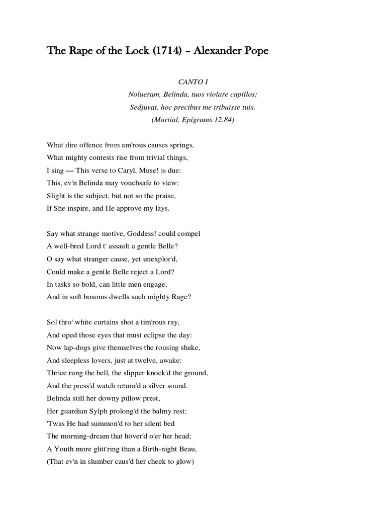 The Rape of The Lock | PDF