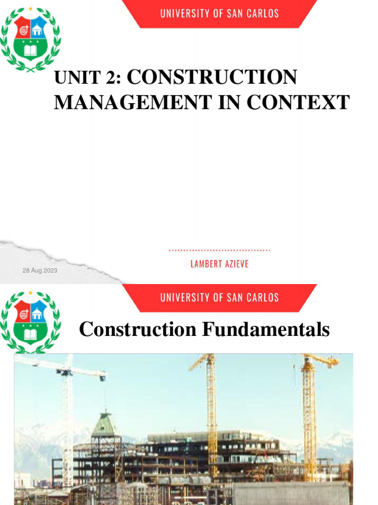 Unit 2 - Construction Management Context | PDF | Construction Management | General Contractor