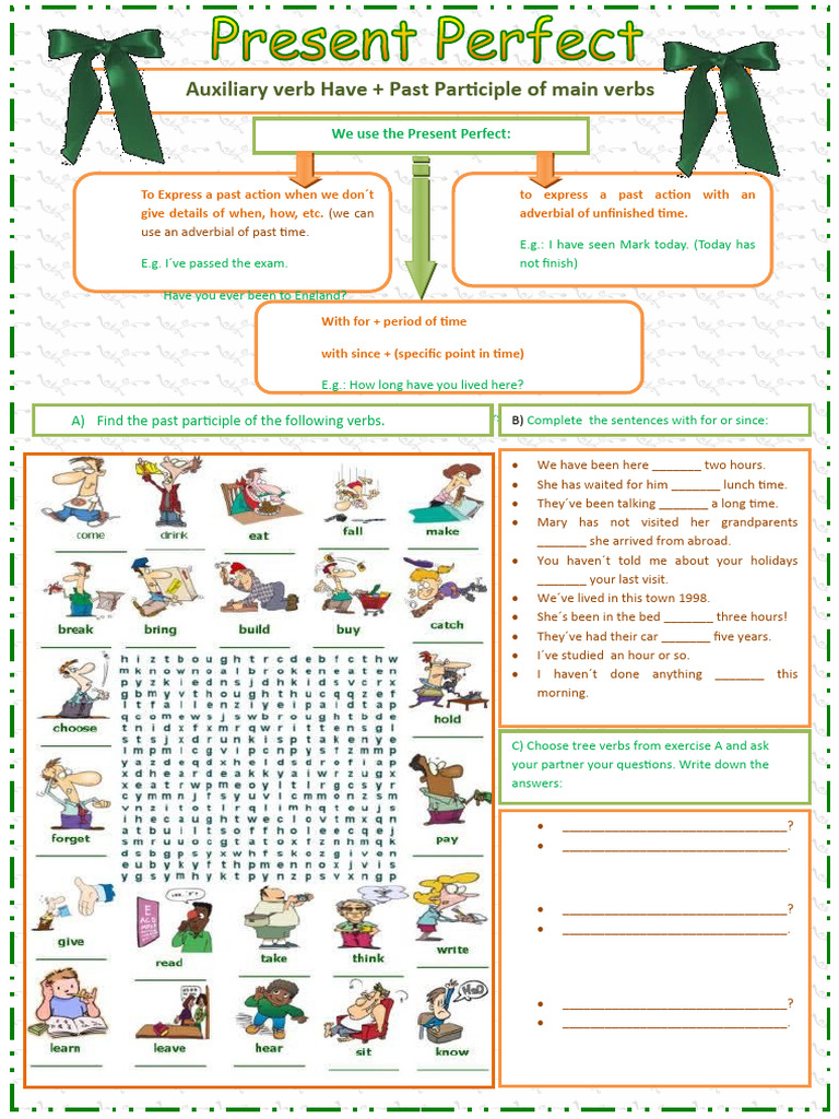 Present Perfect For and Since | PDF | Perfect (Grammar) | Verb