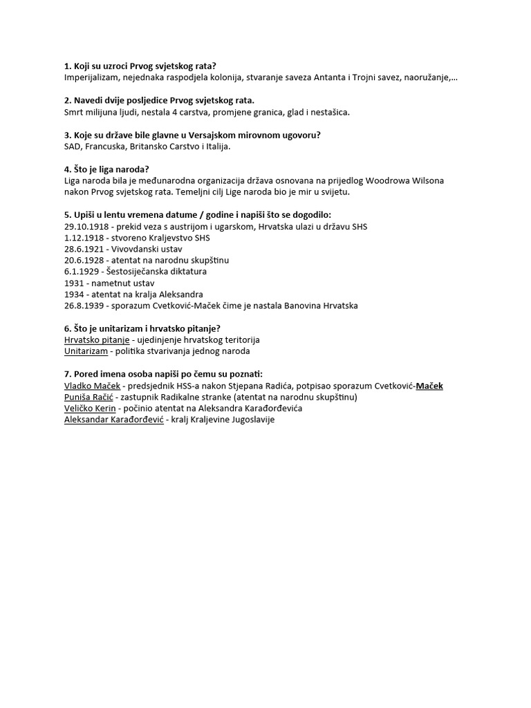 Povijest - Ispit | PDF