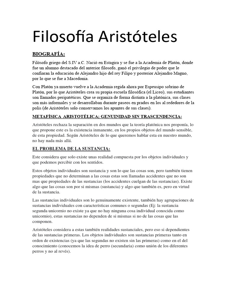 Filosofia Aristotélica | PDF | Aristóteles | Existencia