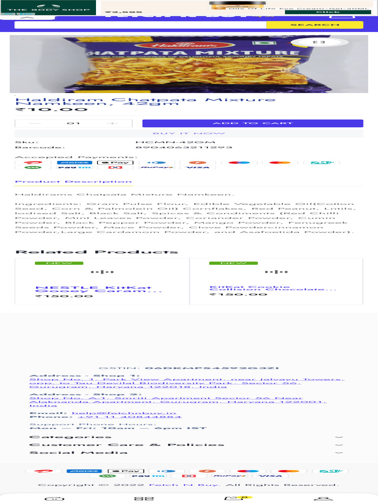 Haldiram Chatpata Mixture Namkeen, 42gm - Fetch N Buy | PDF | Wellness