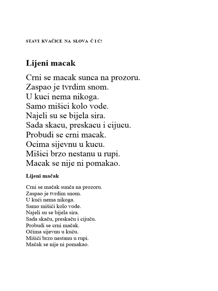 Lijeni Mačak Č-Ć | PDF