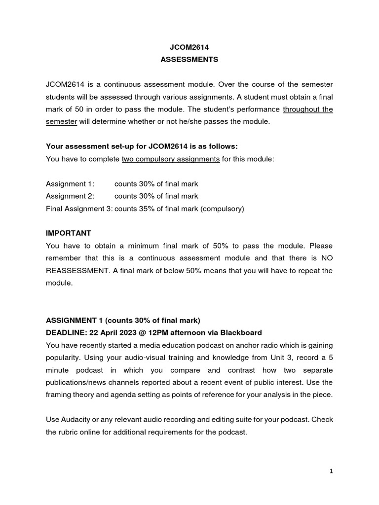 JCOM2614 - Assignments 2023 | PDF | Human Communication | Communication