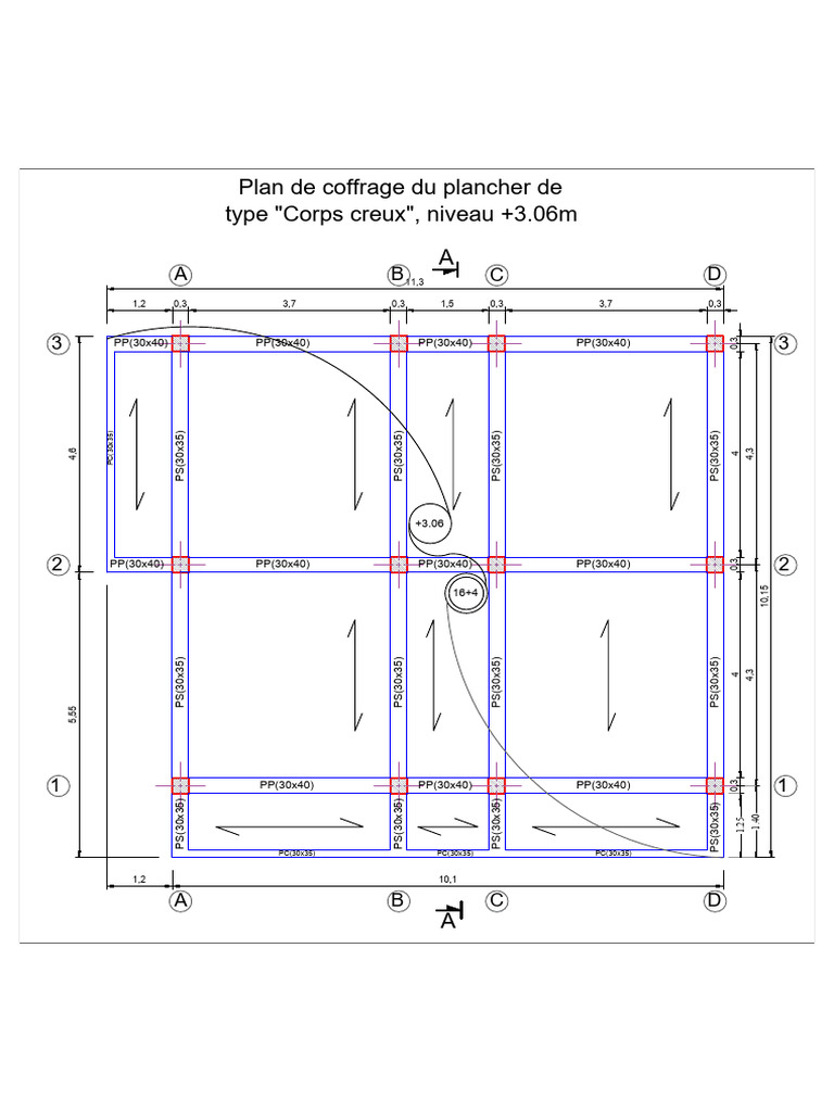 TP 03 Plan de Coffrage Du Plancher Niveau 3.06m Objet | PDF