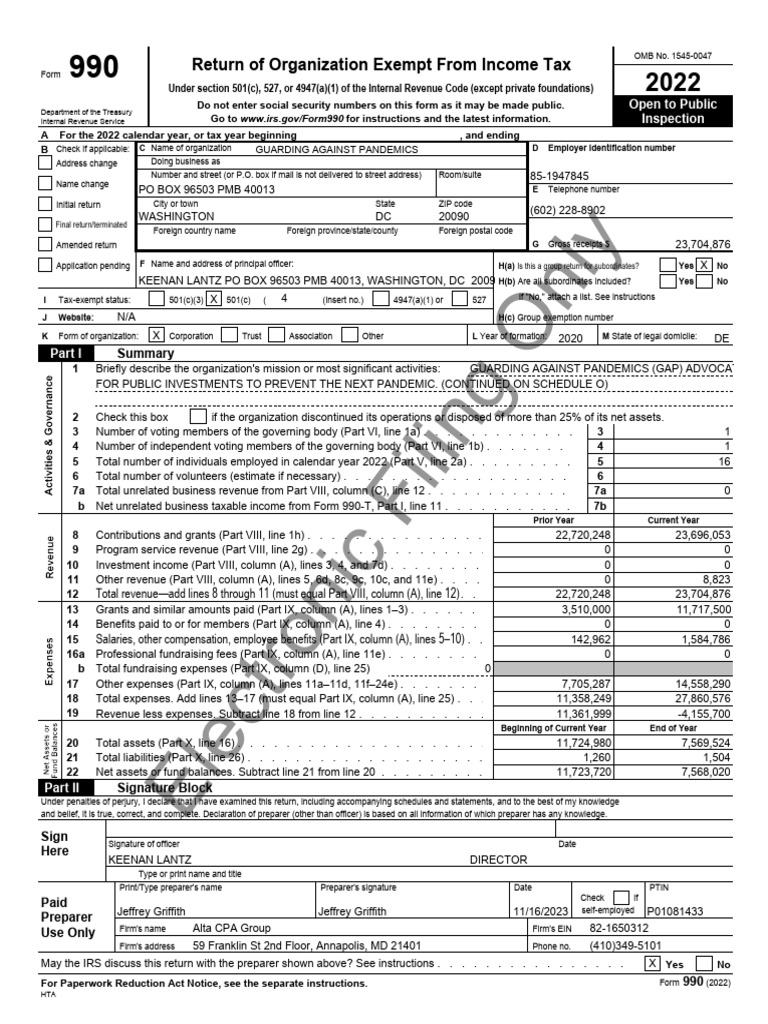 Guarding Against Pandemics 2022 Tax Filing | PDF | Irs Tax Forms | 501 ...
