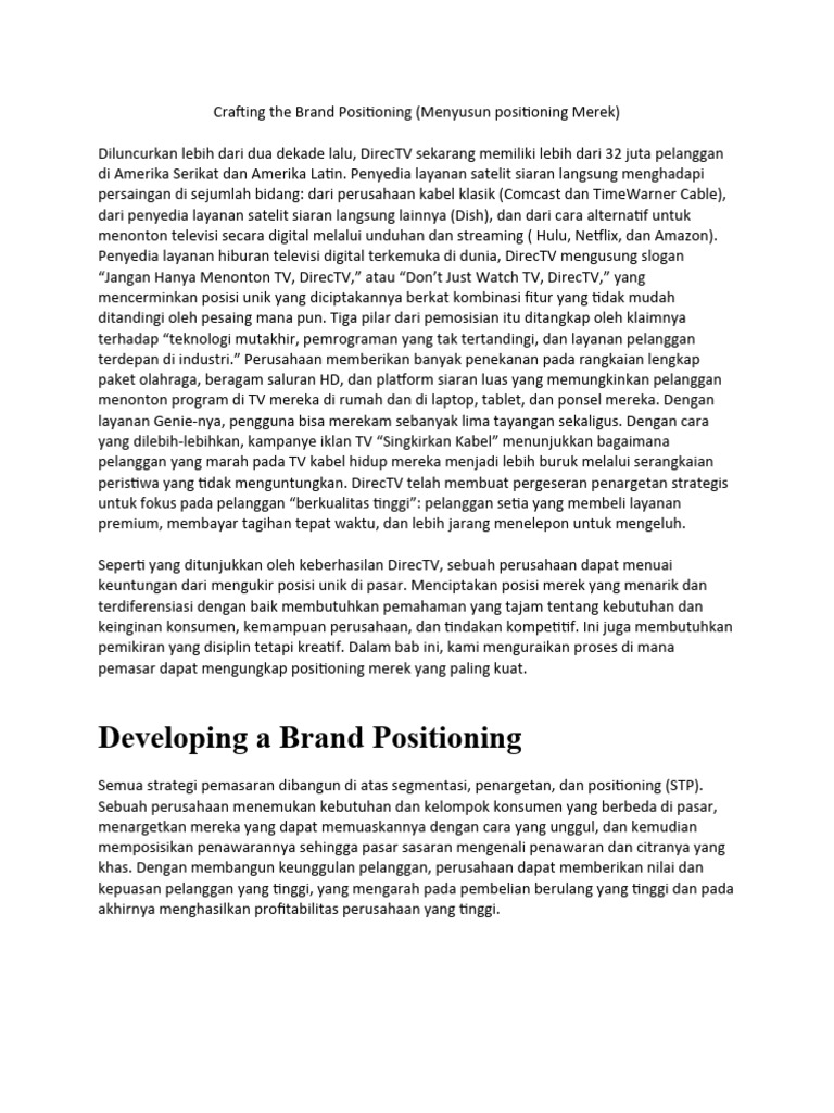 Crafting the Brand Positioning | PDF