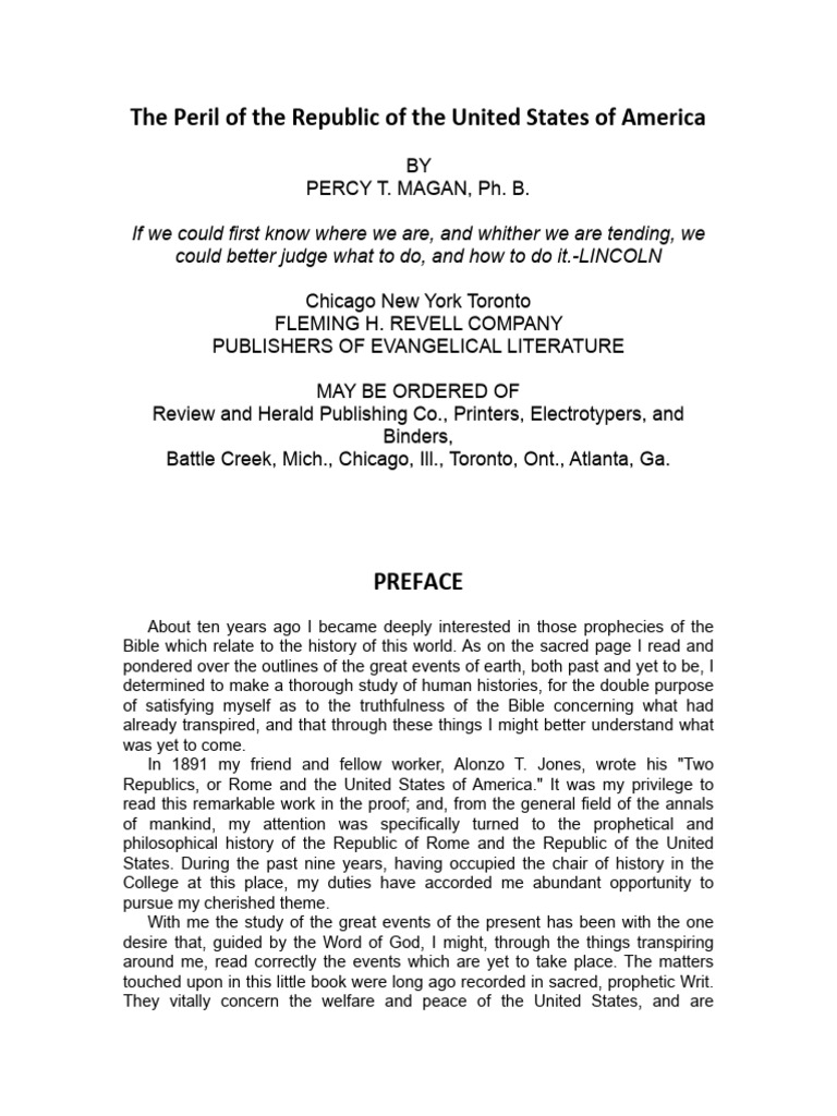 The Peril of The Republic of The United States of America | PDF ...