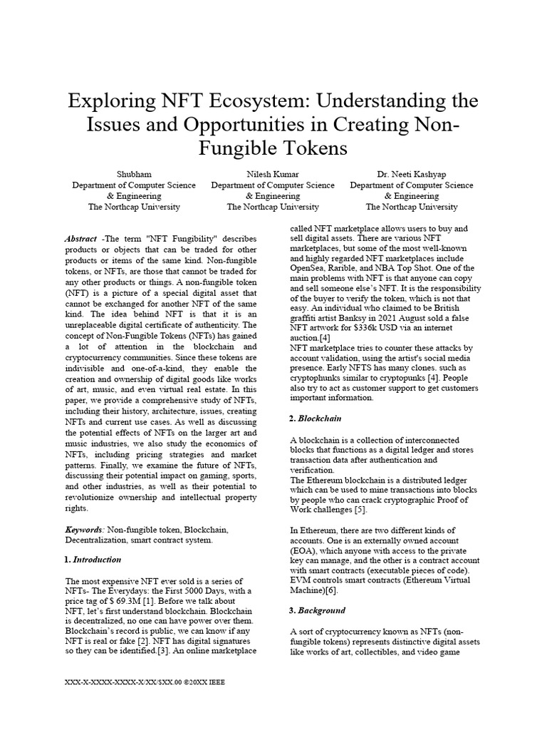 Exploring NFT Ecosystem Understanding (1) - 1 | PDF | Cryptocurrency | Applications Of Cryptography