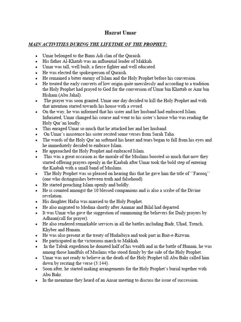 Hazrat Umar | PDF | Umar | Muhammad