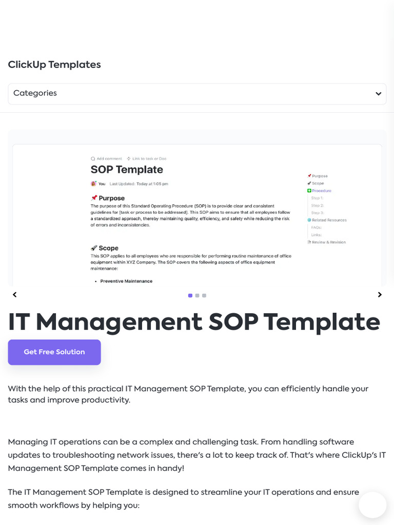 IT Management SOP Template - Template by ClickUp™ | PDF | Automation ...