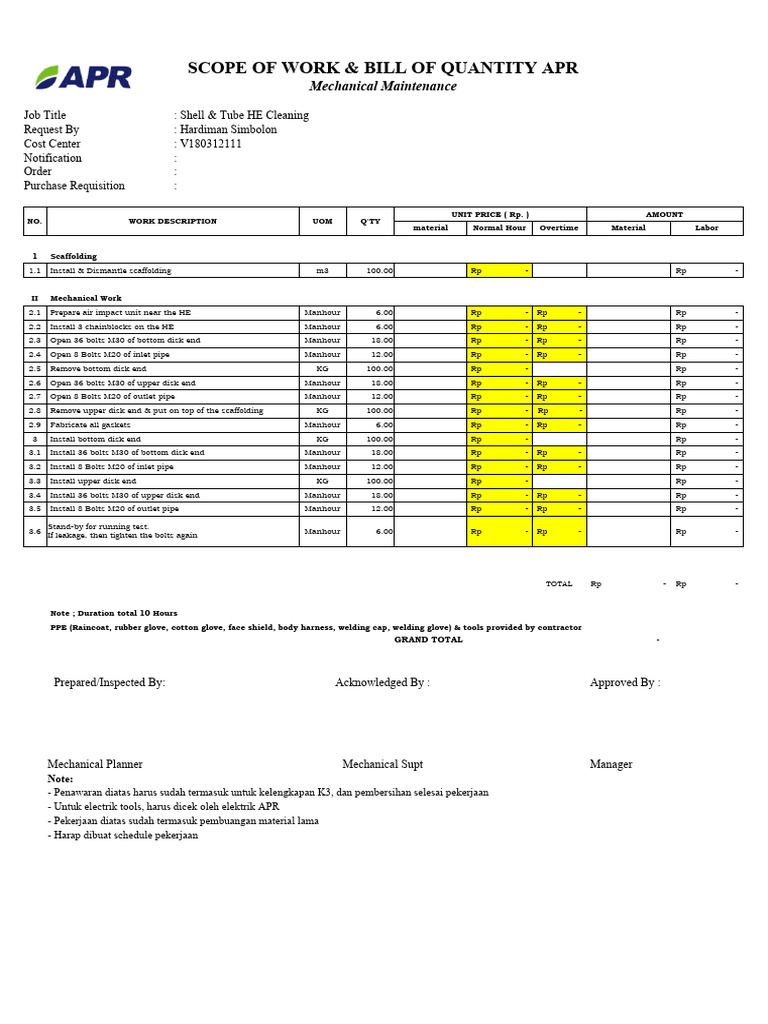 BOQ Buka Install Steplye HE Untuk Dibersihkan | PDF | Building ...