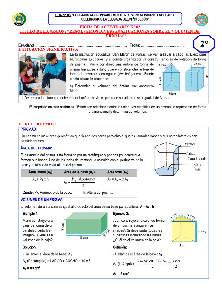 Ficha 2 - 2do - Eda8 | PDF | Triángulo | Volumen
