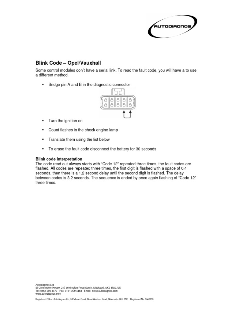 Blink Code Opel | PDF