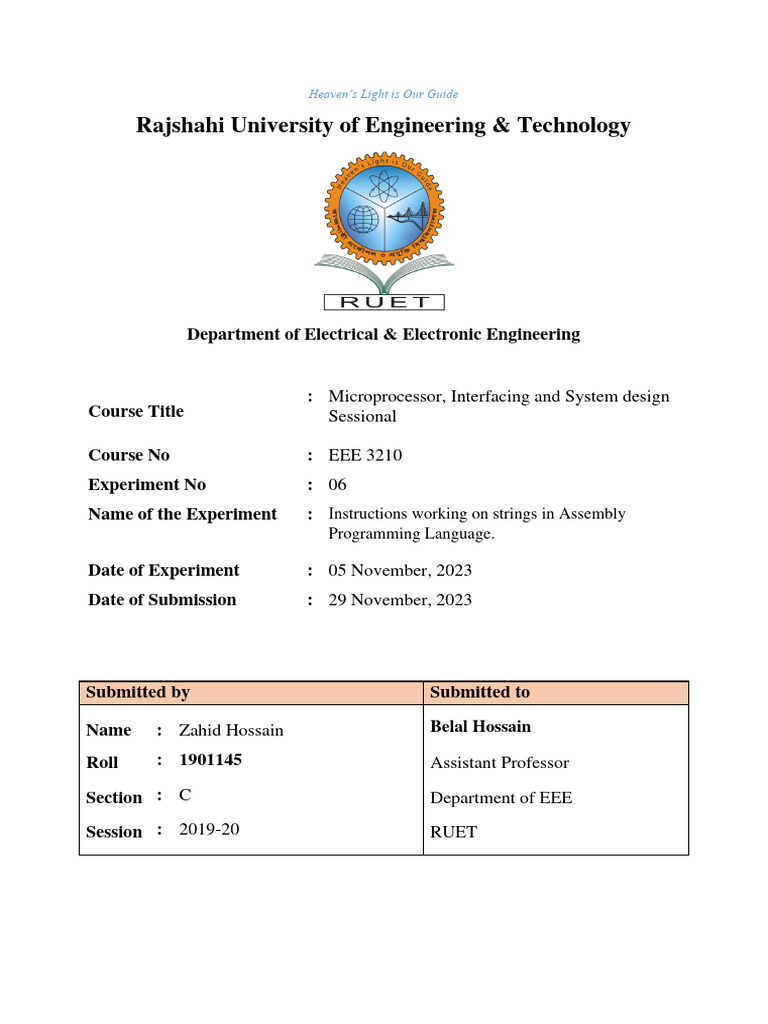 Experiment 6 | PDF | String (Computer Science) | Assembly Language