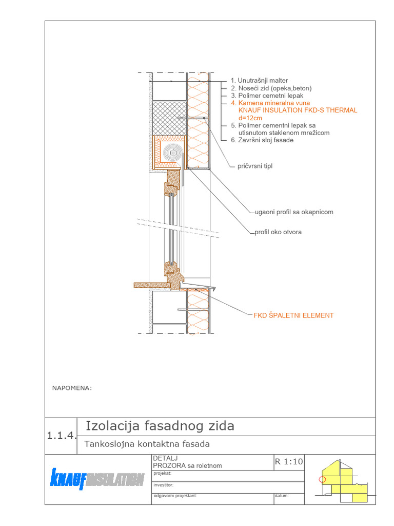 FZ - 1.1.4 Tankoslojna Kontaktna Fasada - Detalj Prozora, Sa Roletnom ...