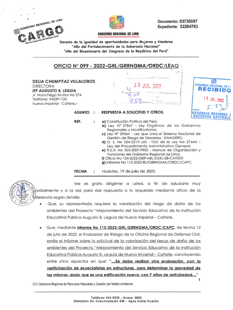 Oficio N 099 - 2022 | PDF