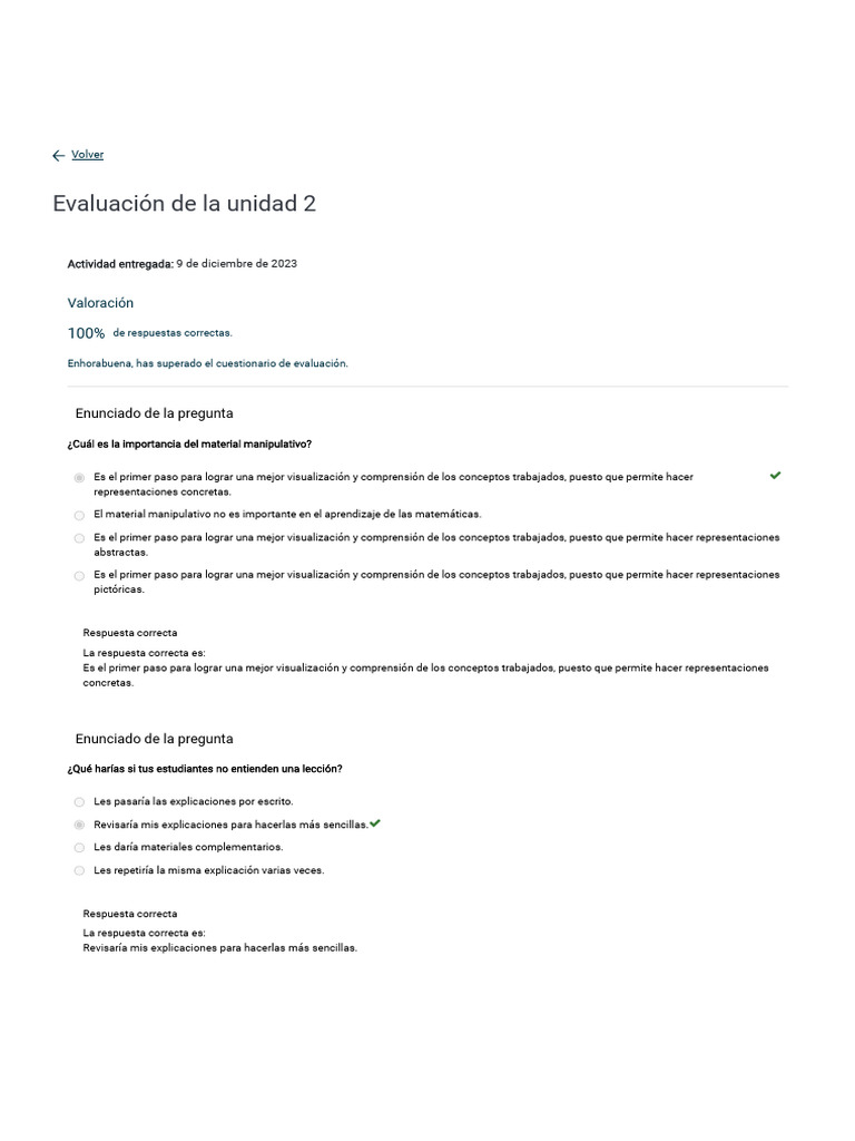 Evaluación de La Unidad 2 - Revisión Del Intento | PDF | Enseñando | Aprendizaje