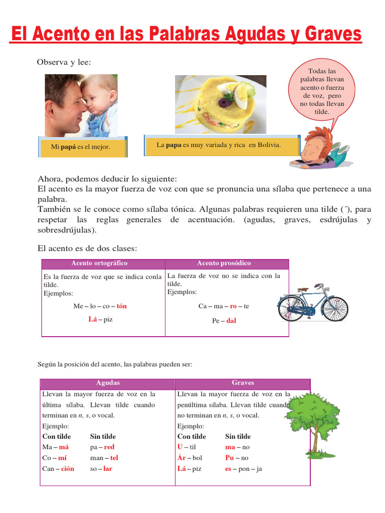 El Acento en Las Palabras Agudas y Graves | PDF | Fonología | Lingüística