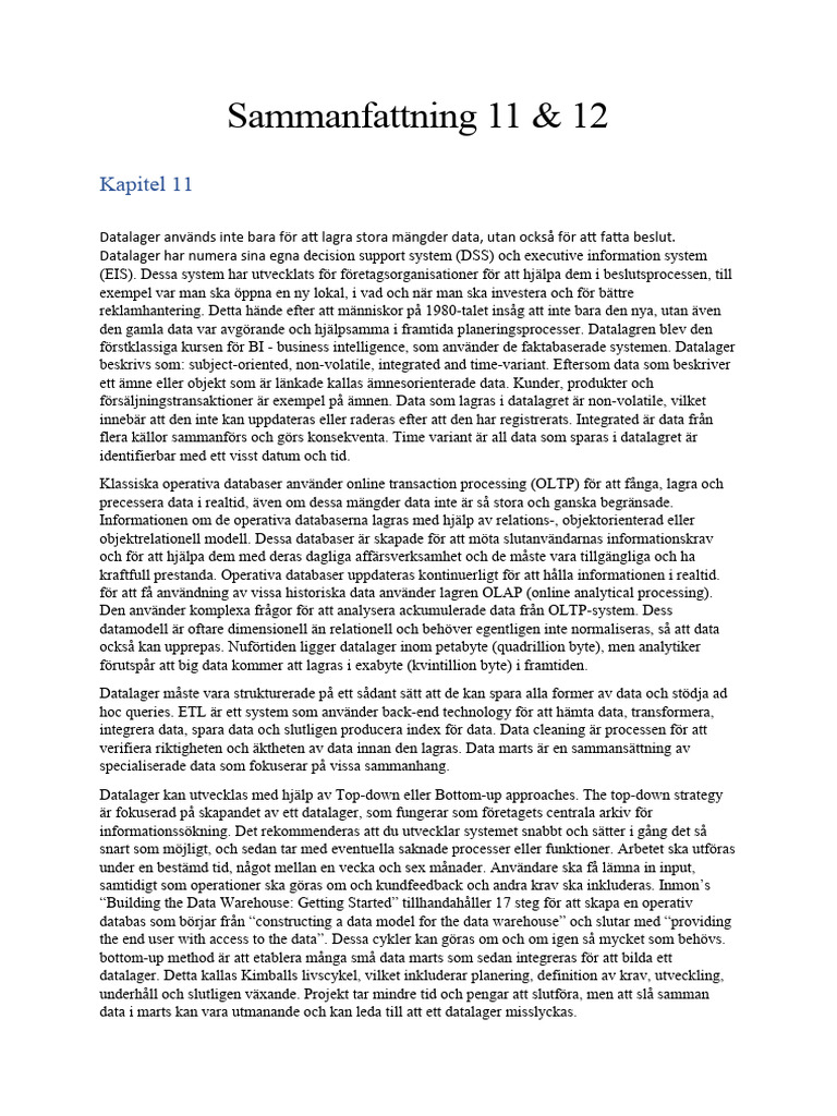 Databasteknik 11 & 12 | PDF