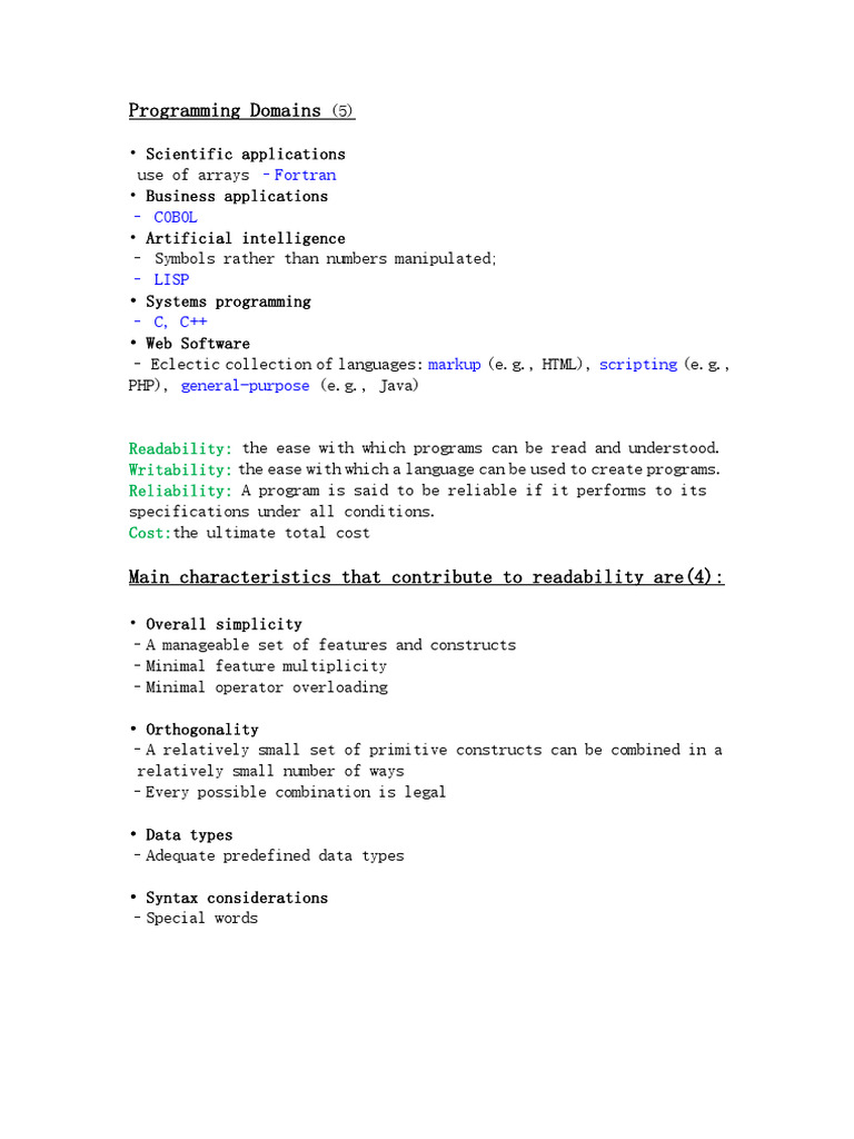 Programming Domains Course Summary | PDF | Programming Language ... Programming Domains Course Summary | PDF | Programming Language ...